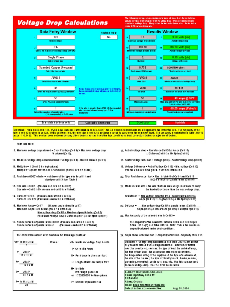Voltage Drop Calculations. | PDF