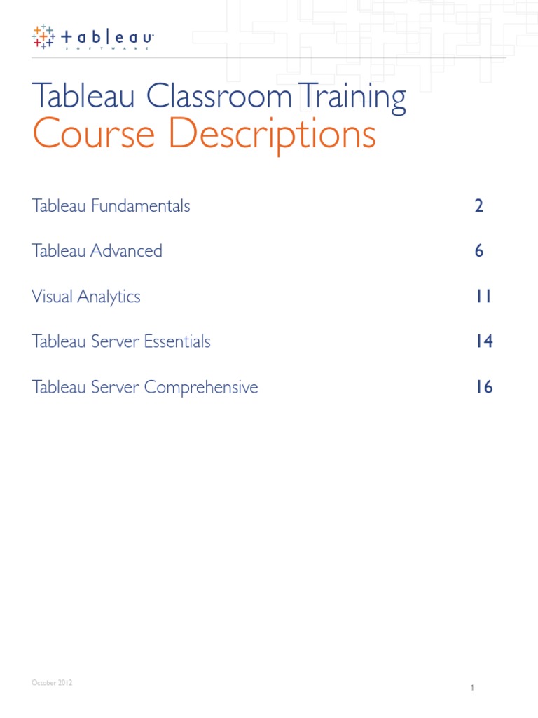 Tableau Syllabus PDF | PDF | Server (Computing) | Analysis