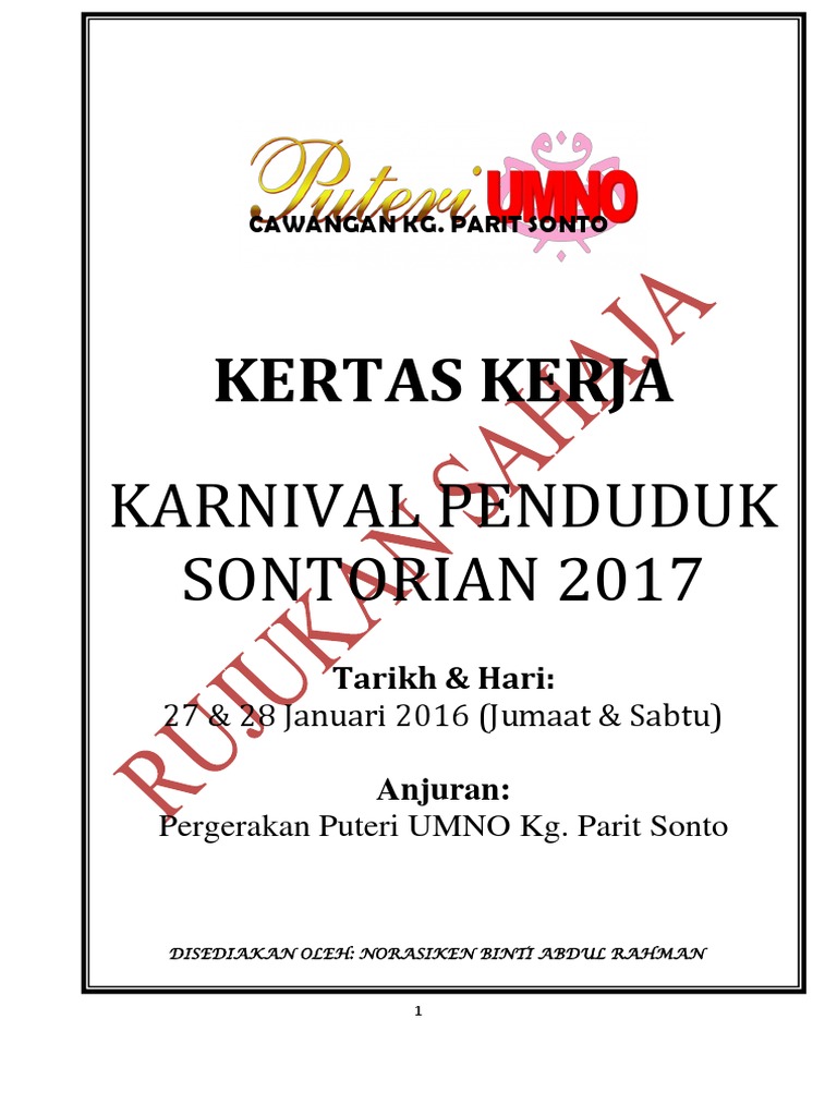 Karnival Penduduk Parit Sonto 2017 | PDF
