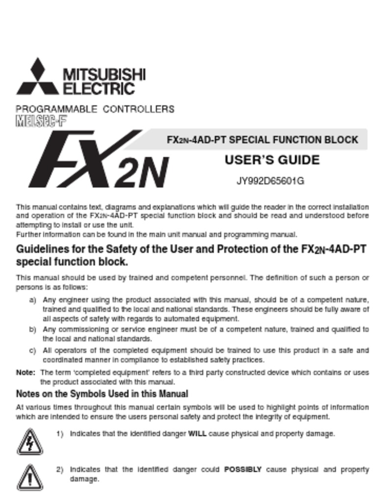 User'S Guide: FX - 4Ad-Pt Special Function Block | PDF | Programmable ...