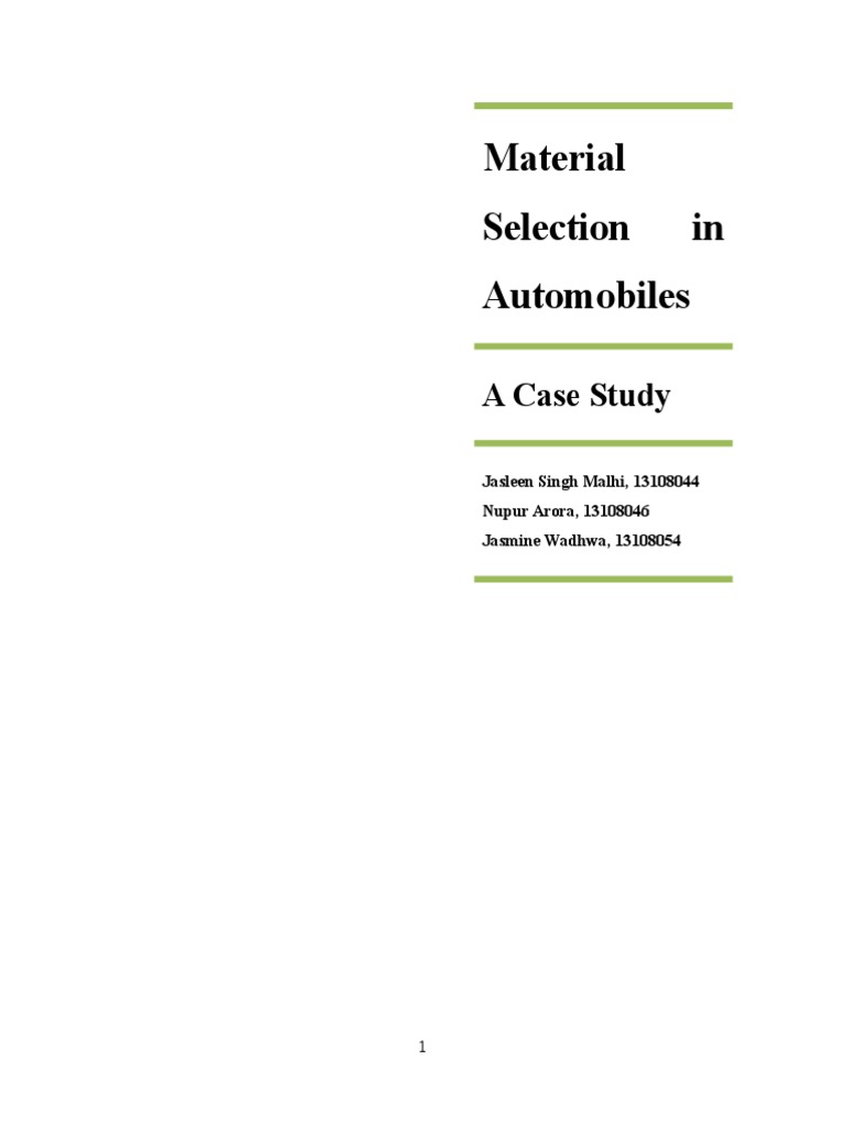 Material Selection in Automobiles | PDF | Composite Material | Aluminium