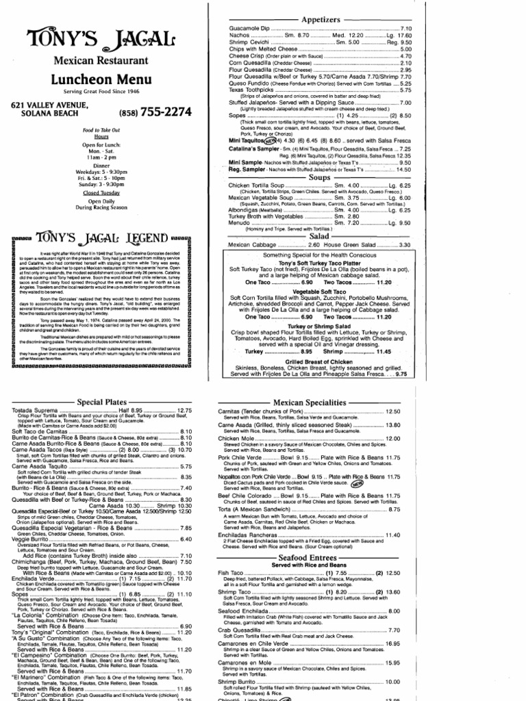 TJ Lunch Menu v1 | PDF | Burrito | Taco