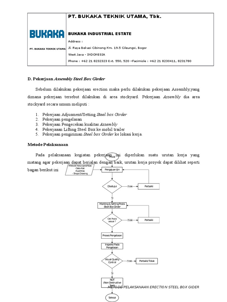 Proses Pekerjaan Assembly Steel Box Girder | PDF | Griya & Taman