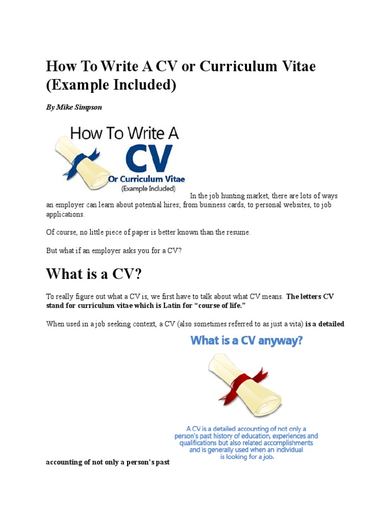 How To Write A CV or Curriculum Vitae | PDF | Résumé | Recruitment