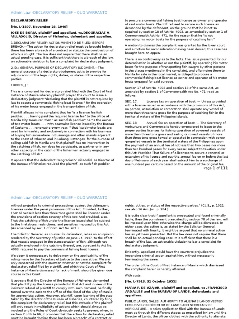 Declaratory Relief - Suit For Damages | PDF | Declaratory Judgment | Complaint