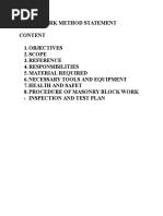Method Statement For Blockwork | PDF | Masonry | Concrete