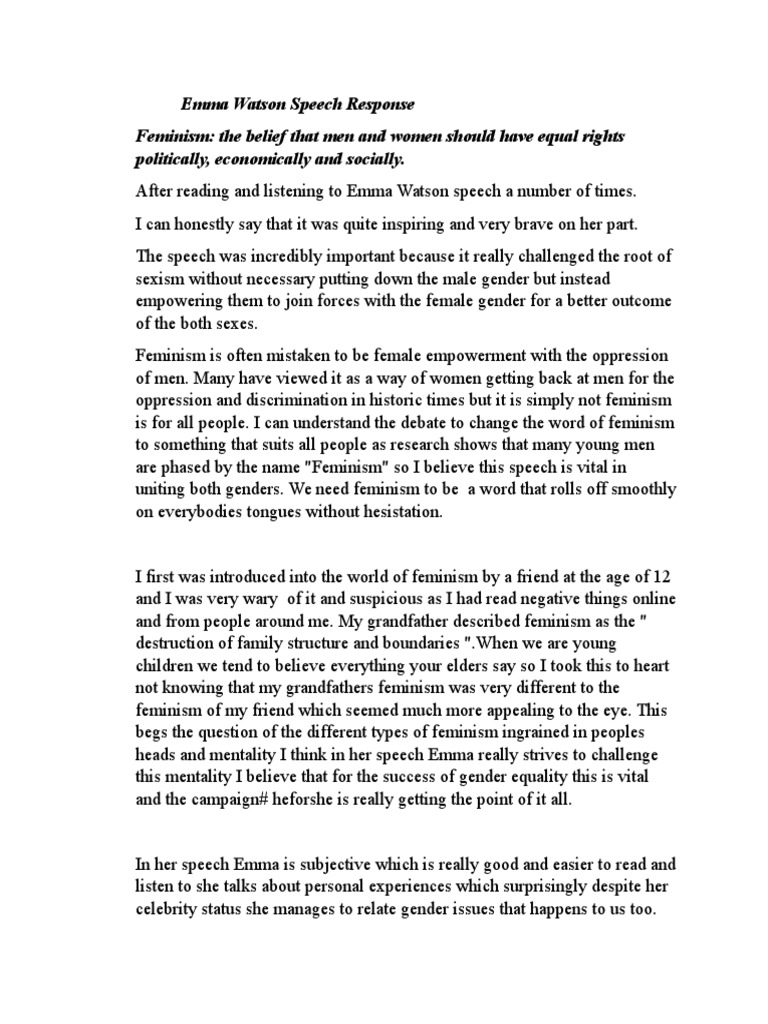 Emma Watson | PDF | Feminism | Gender Studies