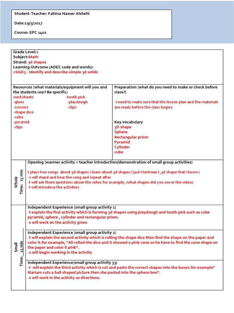 Lesson Plan 2e | PDF | Lesson Plan | Education Theory