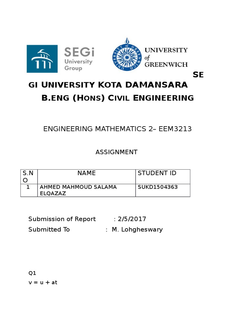 Math2 Assignment | PDF