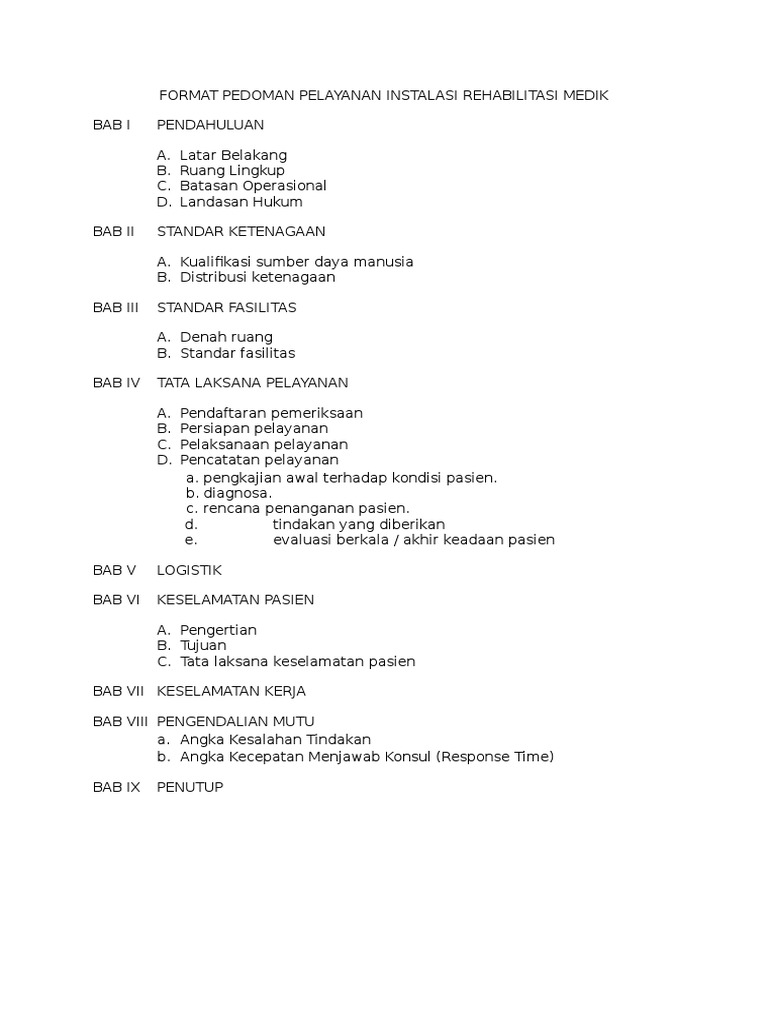 Format Pedoman Pelayanan Rehab Medik | PDF