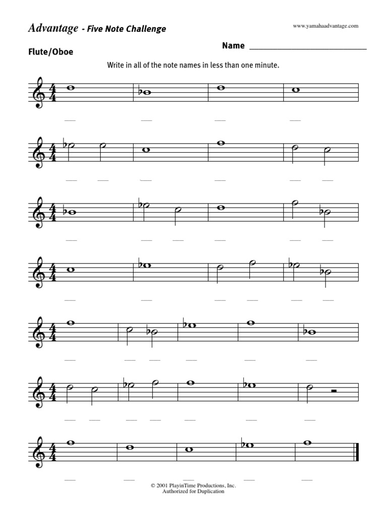 Note Names Challenge Exercise | PDF