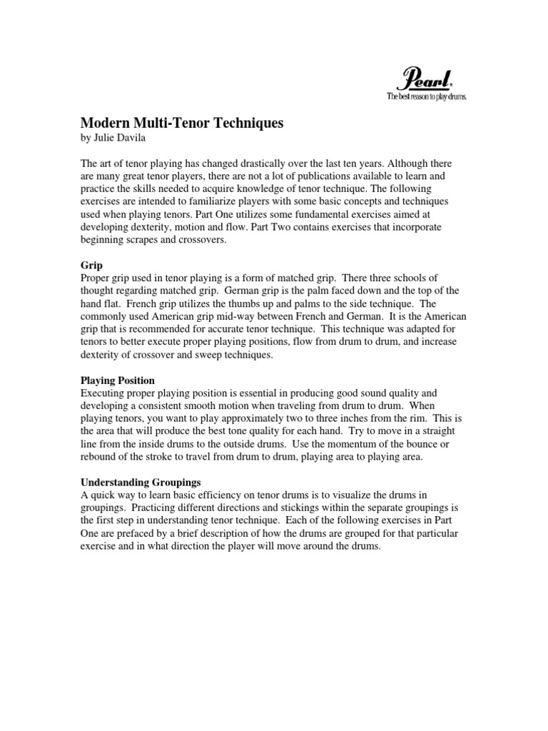 Modern Multi Tenor Techniques PDF | PDF | Drum Kit | Drum