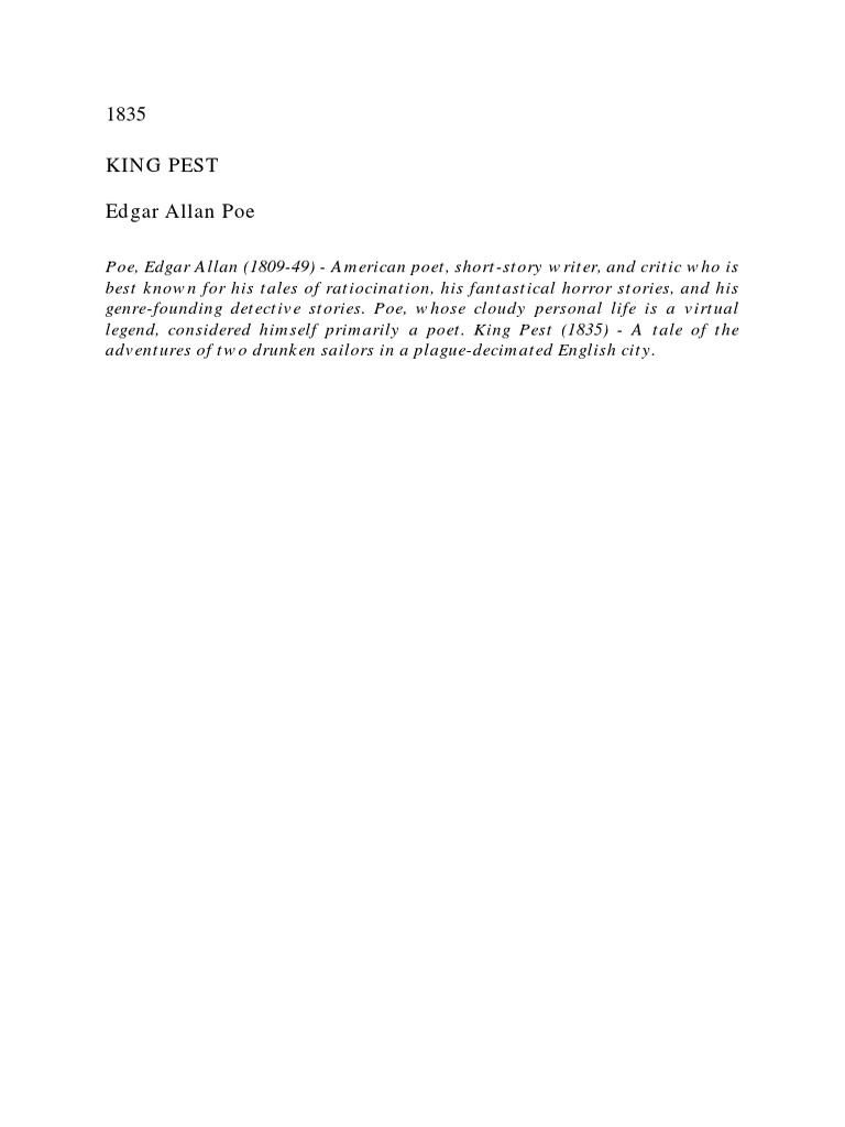 King Pest Edgar Allan Poe | PDF
