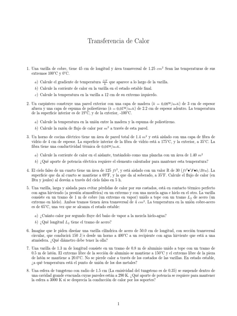 Cálculos de Transferencia de Calor en Materiales | PDF | Energía solar ...