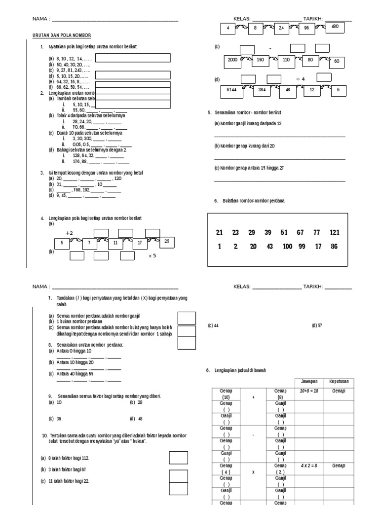 Urutan Dan Pola Nombor | PDF