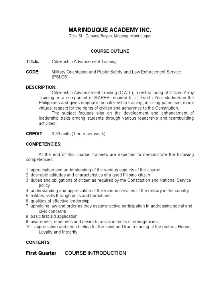 CAT Leadership Training | PDF | Citizenship | Leadership