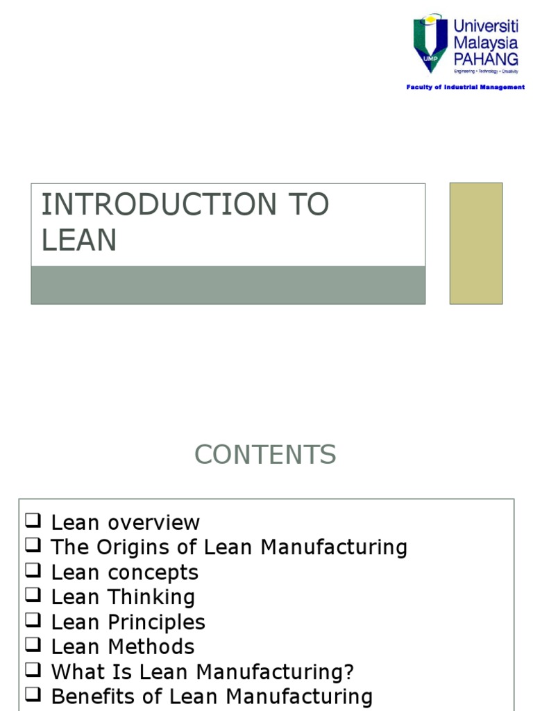 Intro To Lean Manufacturing | PDF | Lean Manufacturing | Quality