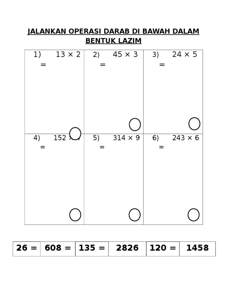 Jalankan Operasi Darab Di Bawah Dalam Bentuk Lazim | PDF