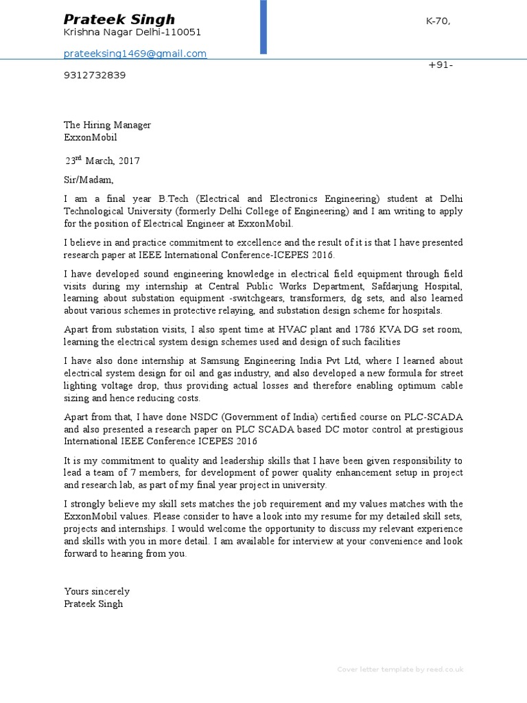 Cover Letter Smec | PDF