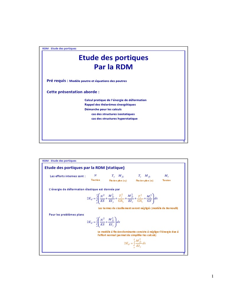 Étude des portiques en RDM | PDF | Flexion (matériau) | Science des ...