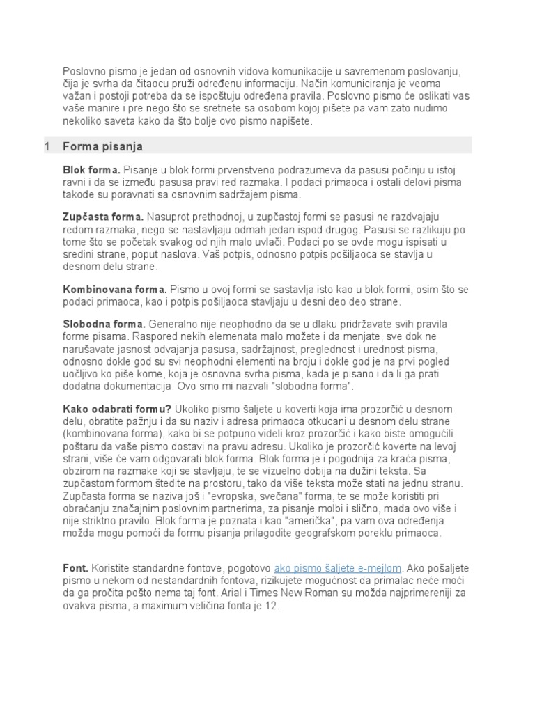 Poslovno Pismo | PDF