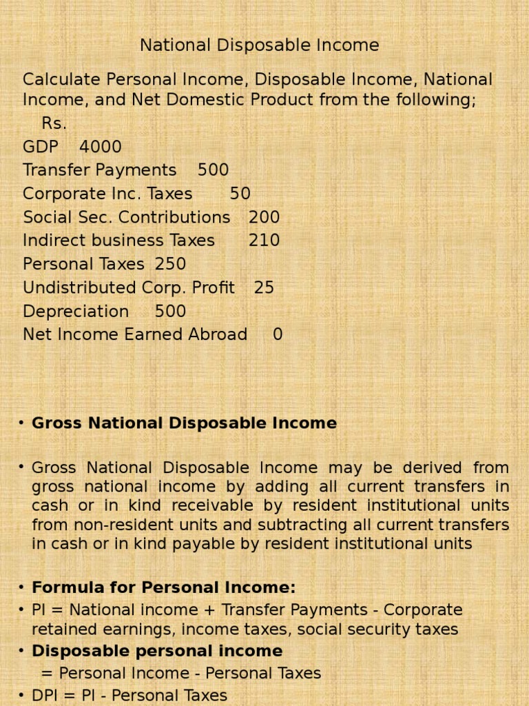 National Disposable Income Calculation | PDF | Finance & Money ...