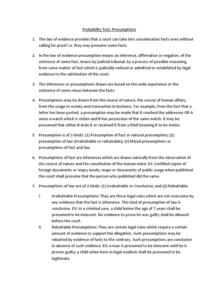 Presumption | PDF | Evidence (Law) | Evidence