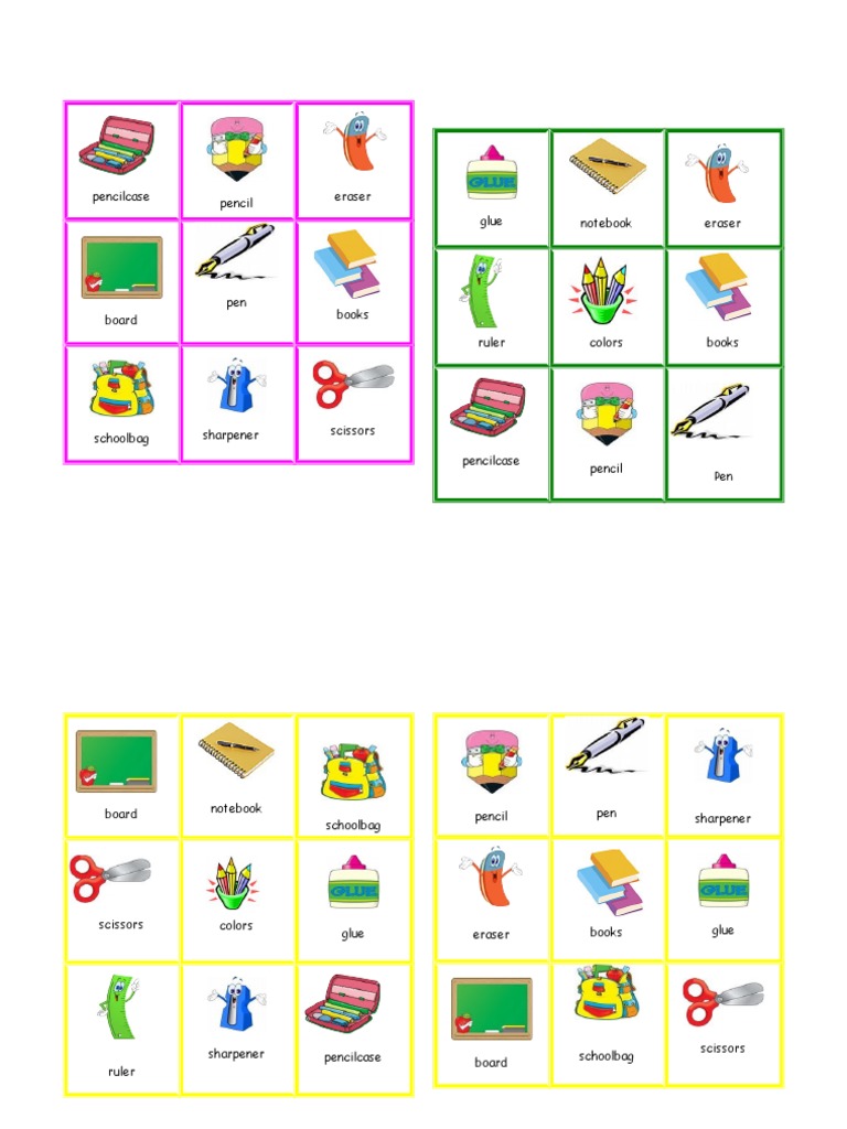 School Objects Bingoo | PDF