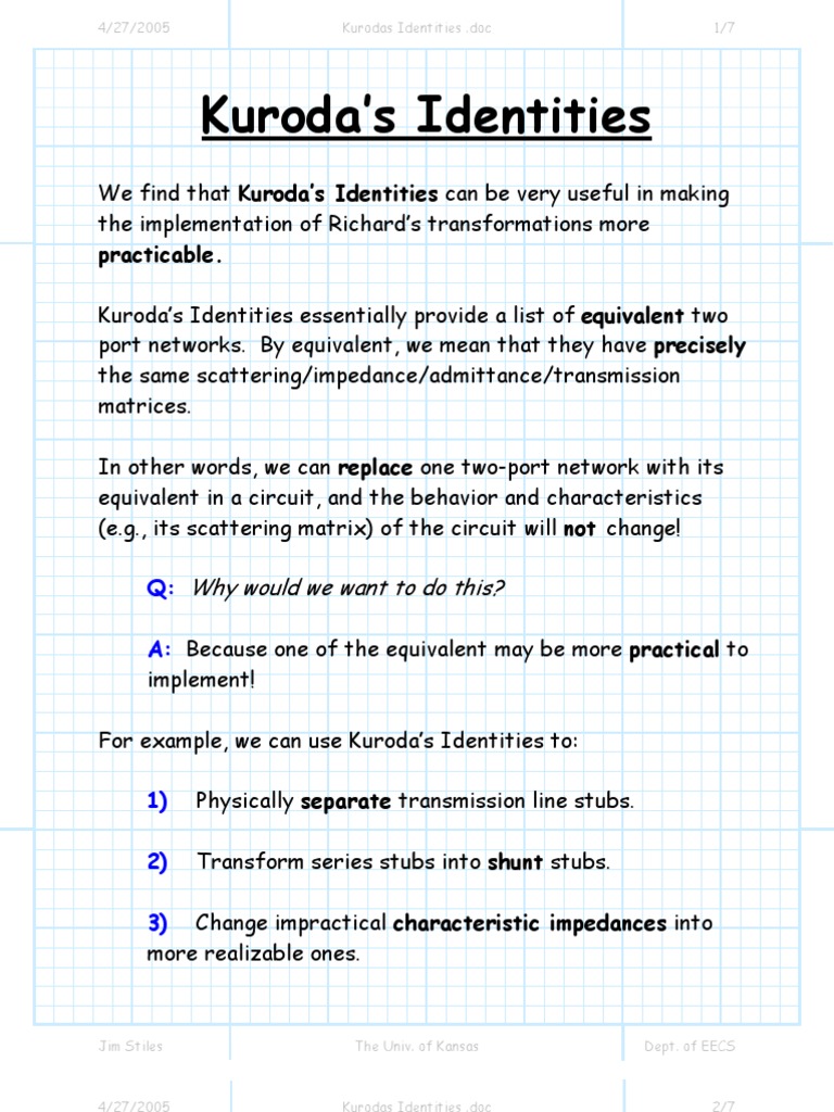 Kurodas Identities | Control Theory | Telecommunications