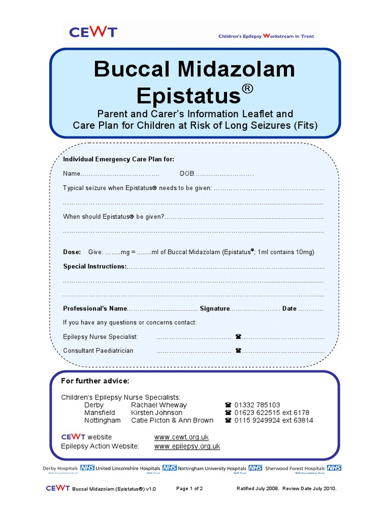 081230 Buccal Midazolam CEWT Pi Midaz | Midazolam | Epilepsy