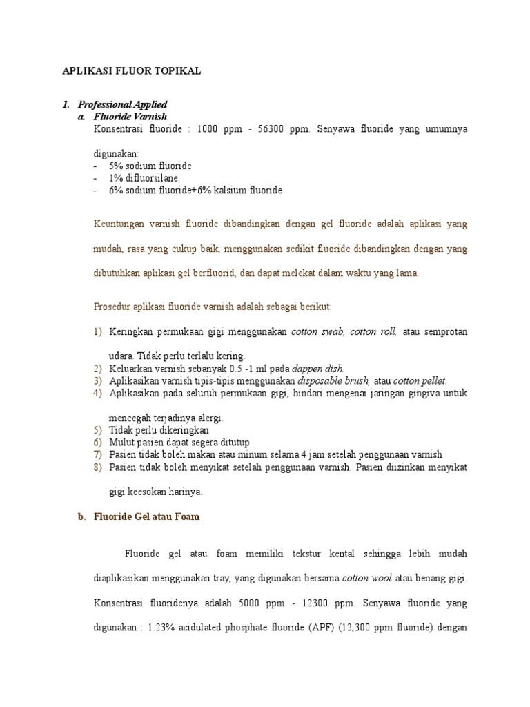 Aplikasi Fluor Topikal (Professionally-Applied) | PDF