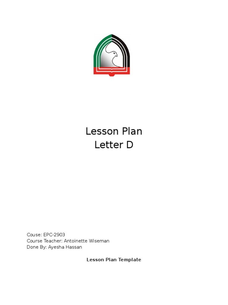 Letter D | PDF | Lesson Plan | Education Theory