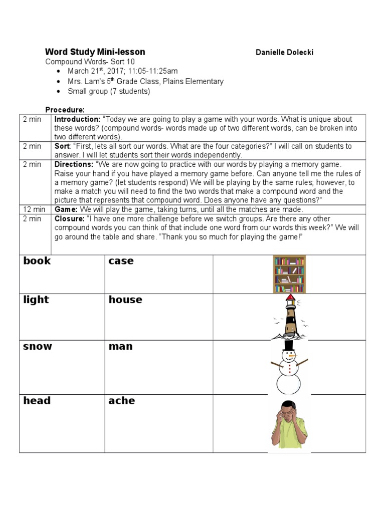 Word Study Mini-Lesson: Book Case | PDF | Cognition | Learning