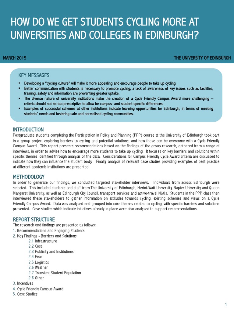 PPP Cycling Report March 2015 | PDF | Cycling Infrastructure | Land Transport