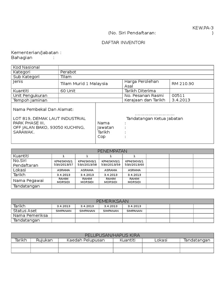 3.KEW - Pa-3 (Daftar Inventori) - 9 | PDF