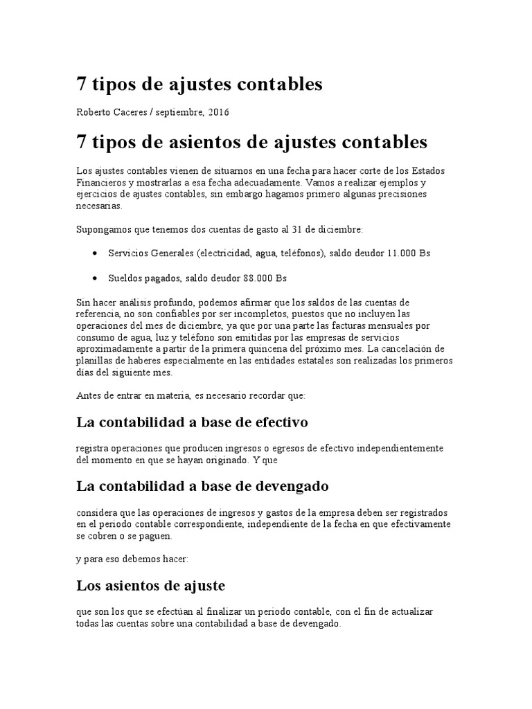 7 Tipos de Ajustes Contables | PDF | Devengo | Contabilidad