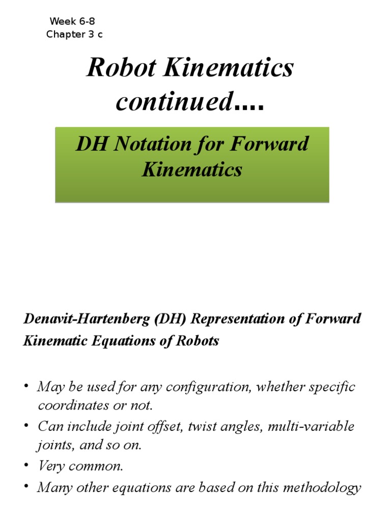 DH Notation in Robot Kinematics | PDF | Mathematical Objects | Algebra