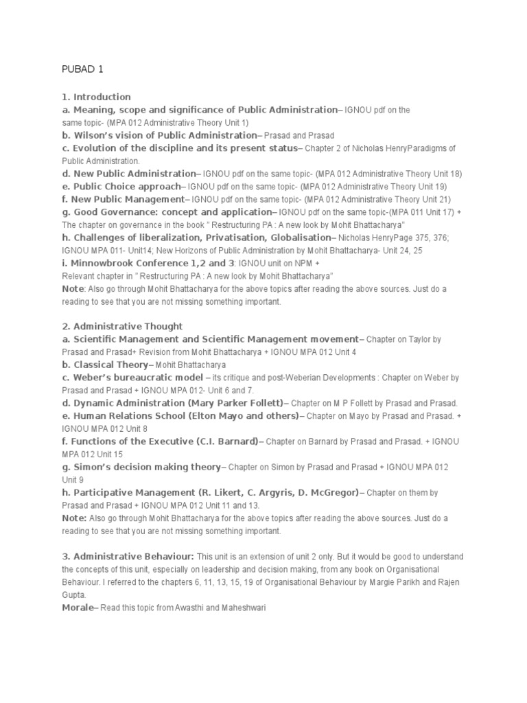 Pubad Syllabus and Sources | PDF | Public Administration | Governance