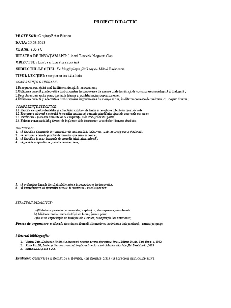 Pe Langa Plopii Fara Sot | PDF