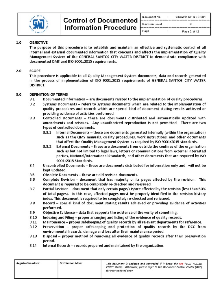 Control of Documented Information Procedure | PDF | Quality Management ...