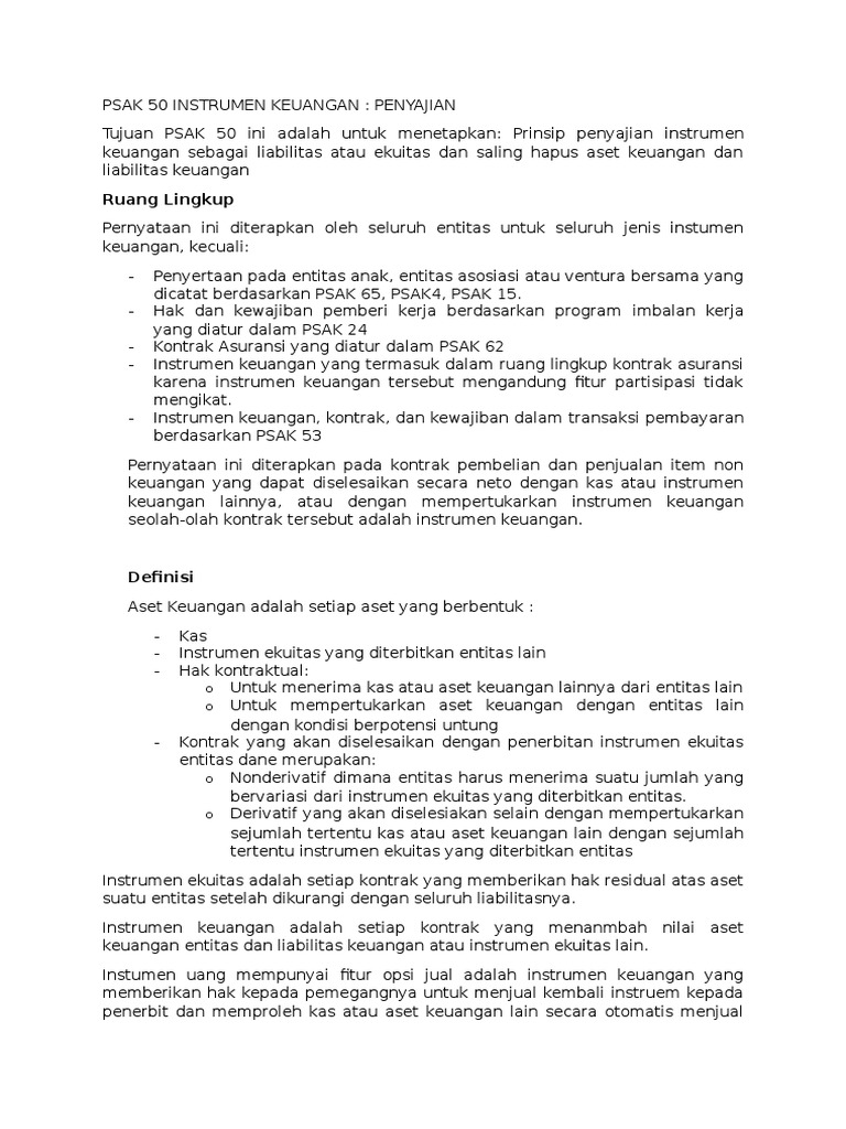 Psak 50 Instrumen Keuangan | PDF