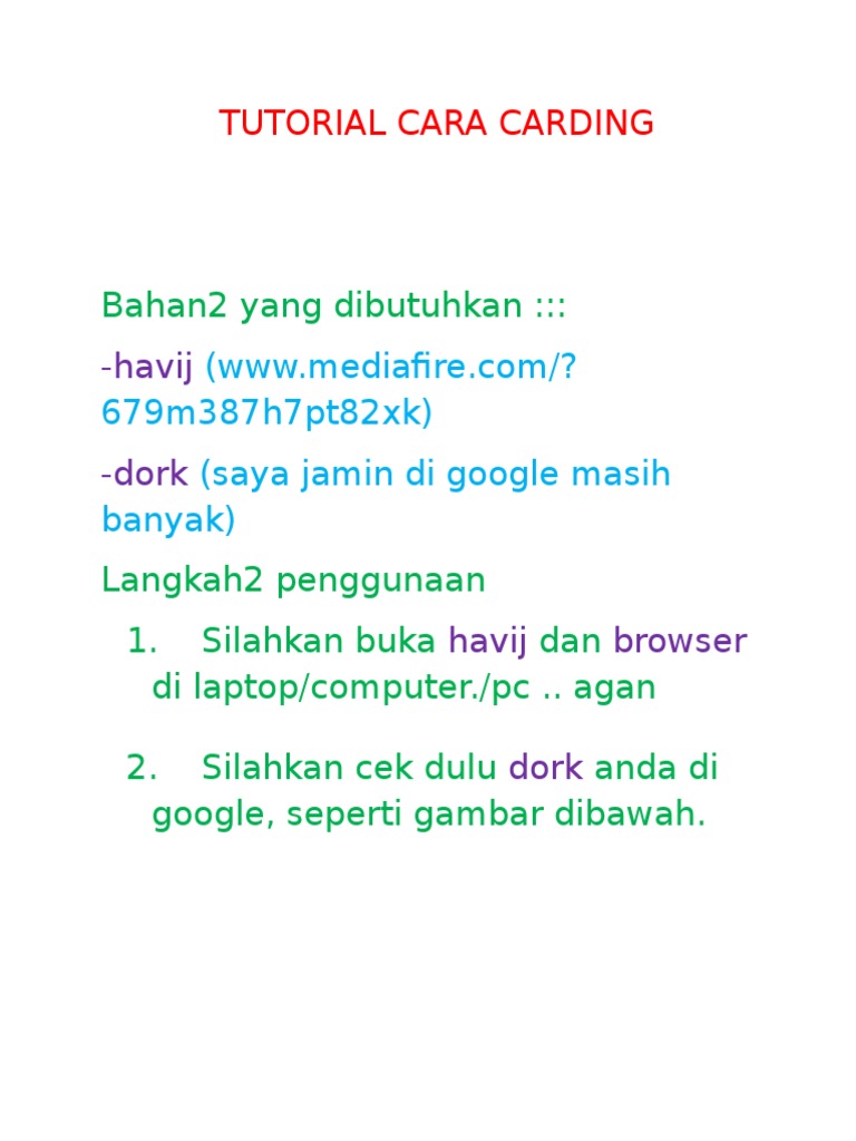 Tutorial Lengkap Cara Carding | PDF