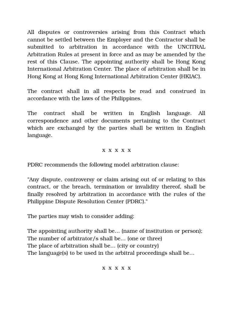 ADR Sample Arbitration Clause | PDF | Arbitration | Arbitral Tribunal
