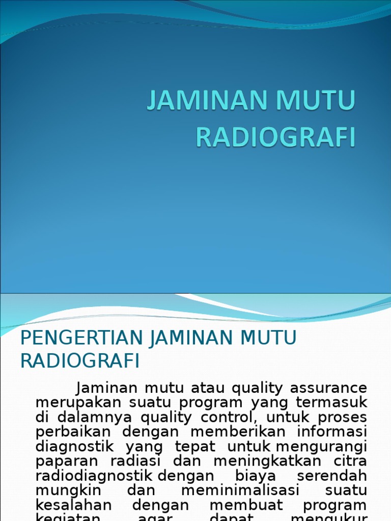 Jaminan Mutu Radiografi | PDF | Bisnis | Sains & Matematika