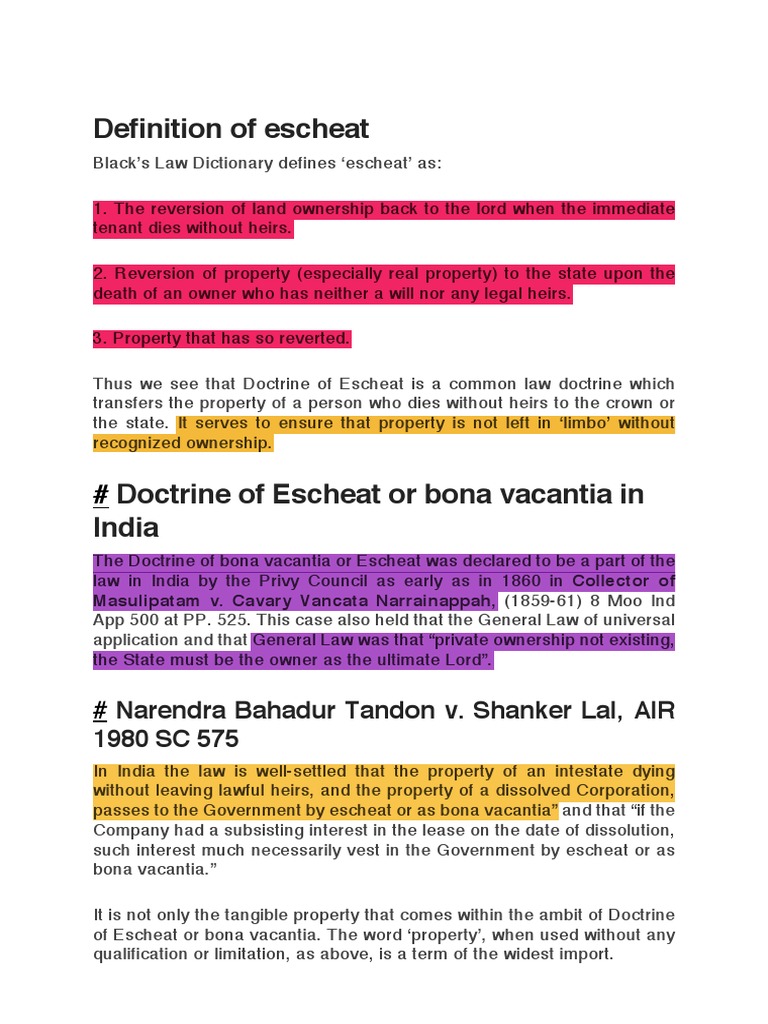 INTRODUCTION Escheat | PDF | Property | Real Property