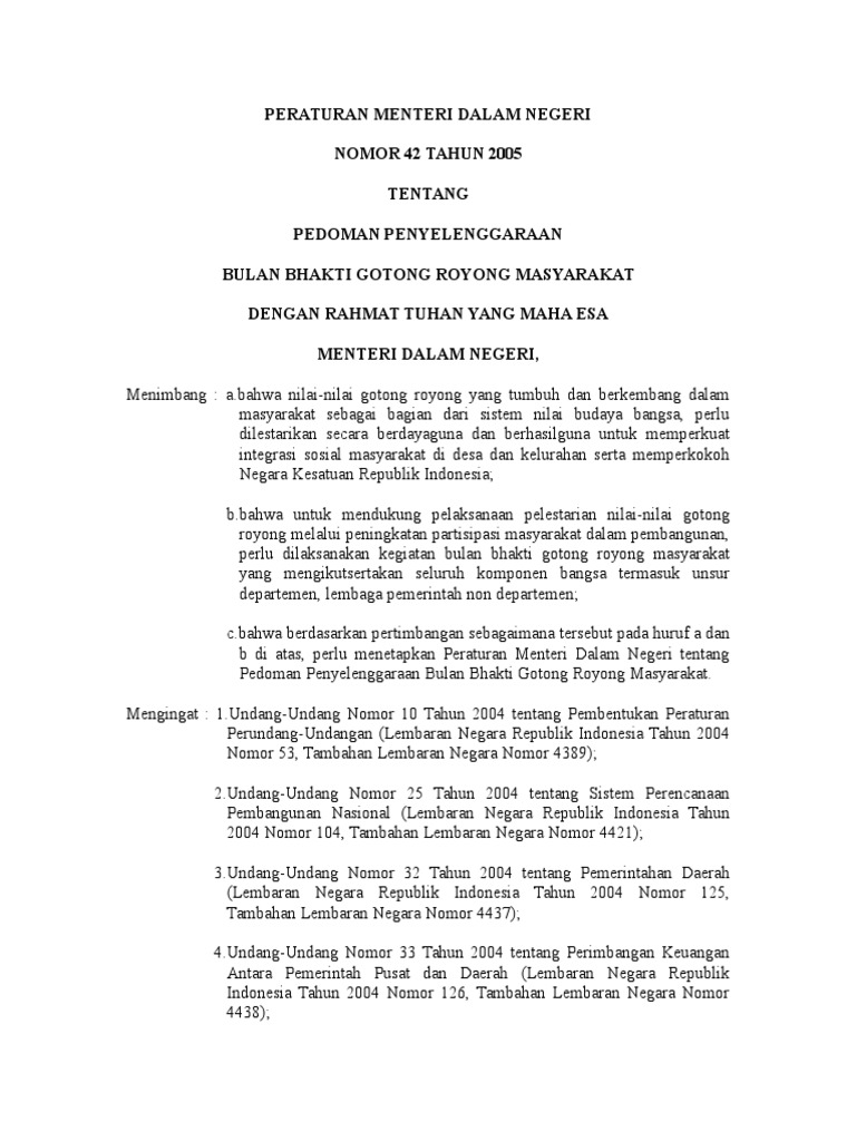 Permen No 42 th2005 TTG Pedoman BBGRM | PDF