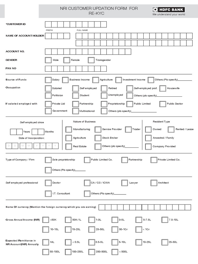 Customer Updation Kyc Nri Form | Download Free PDF | Identity Document | Government