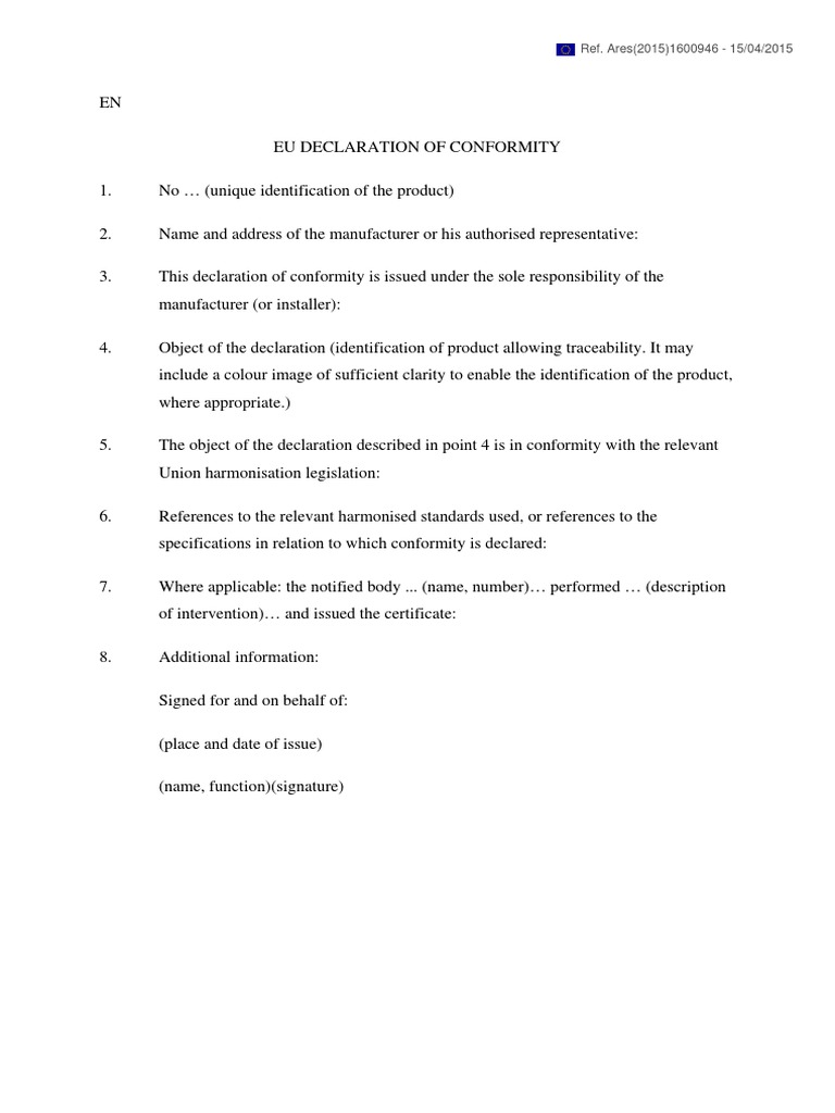 EU Declaration of Conformity-En | PDF | Law