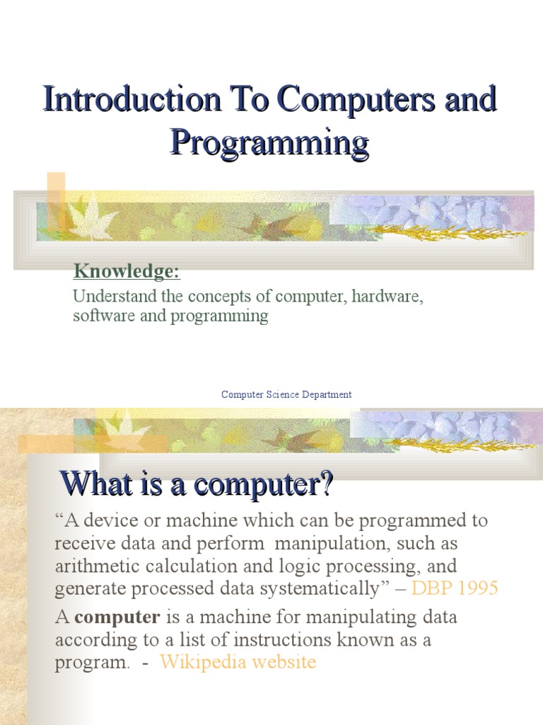 Introduction To Computers and Programming | Download Free PDF | Computer Data Storage | Input/Output
