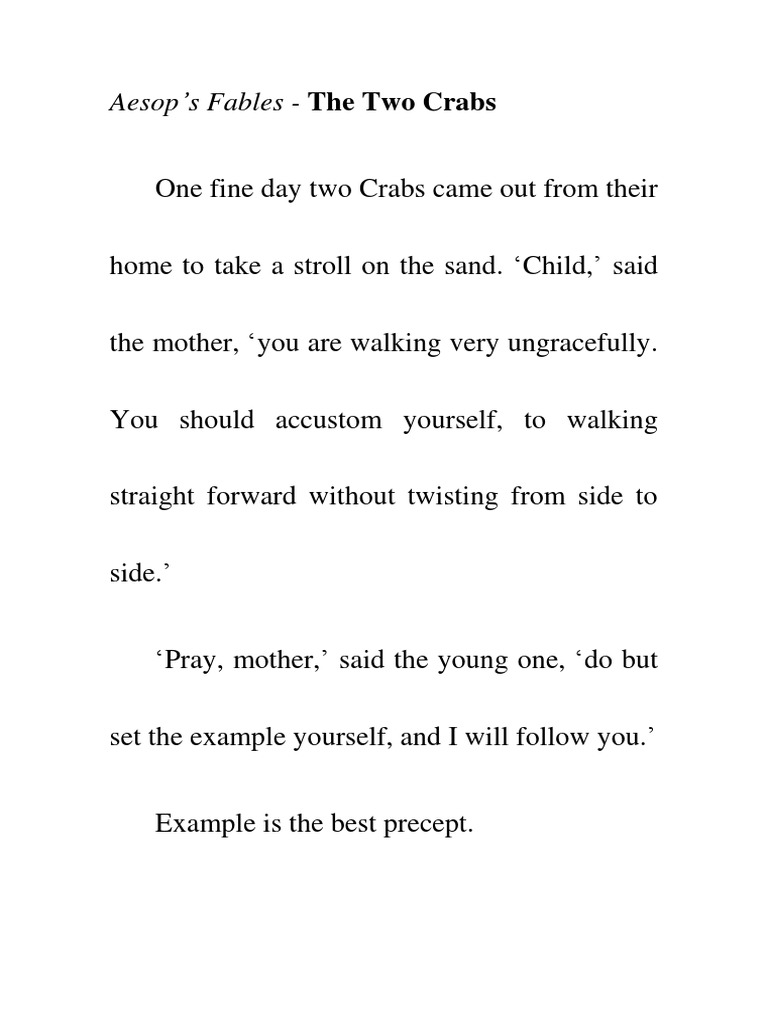 Aesop's Fables - The Two Crabs | PDF | Home & Garden | Poetry